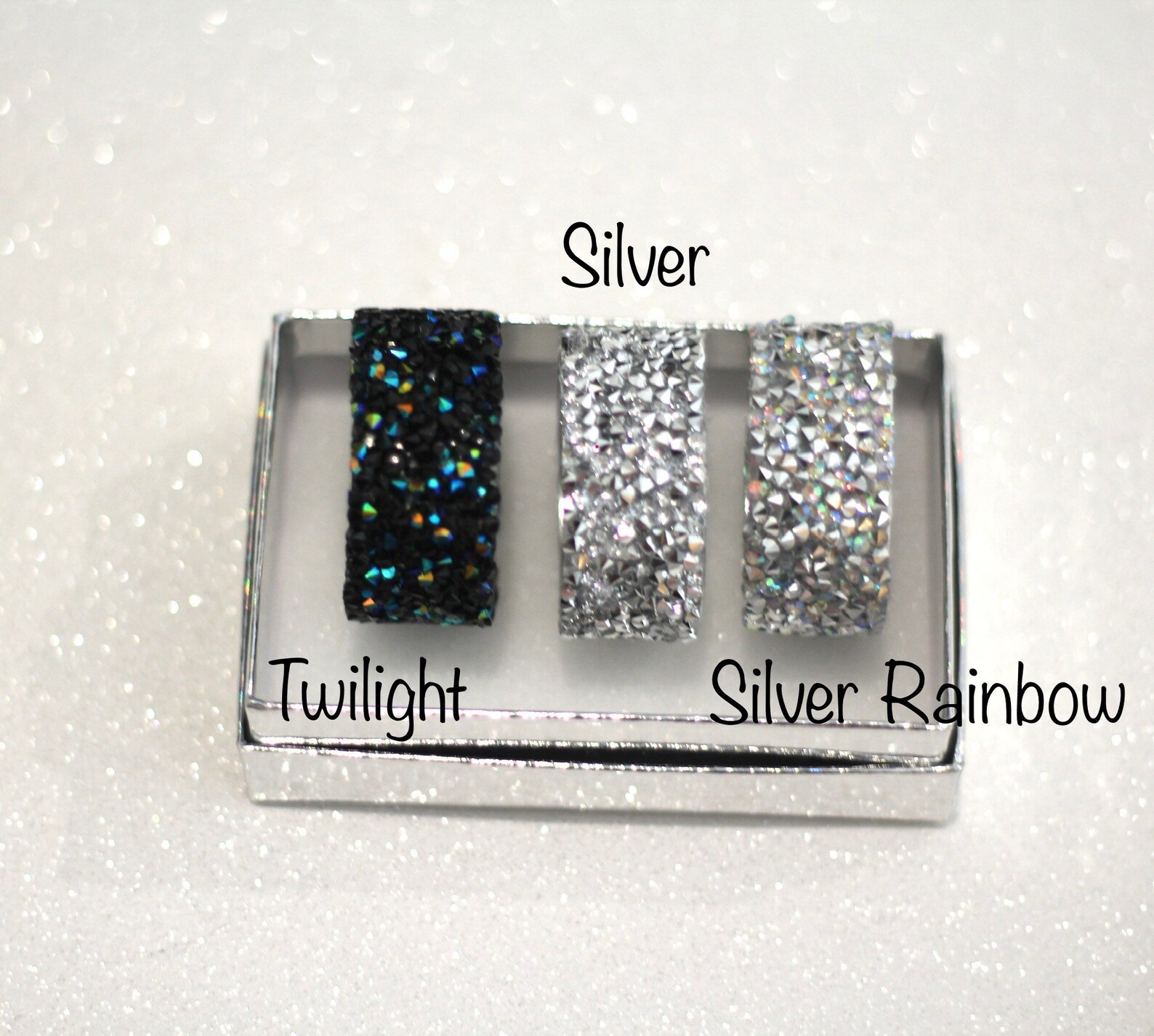 Mini Rhinestone Fridge Magnet Set-photo Picture-silver-black-bling ...