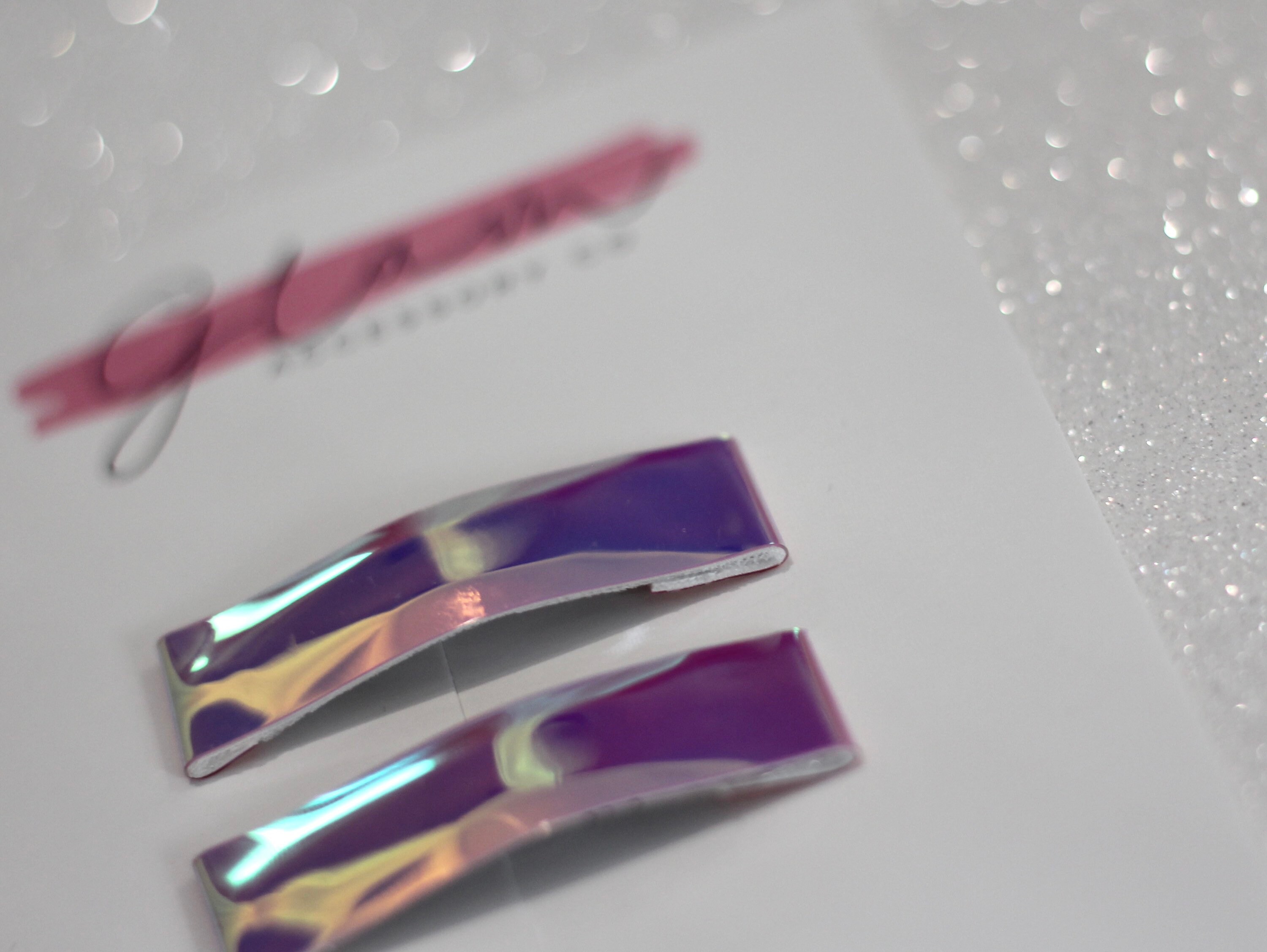 Holographic Snap Clip, White Purple Iridescent Faux Vegan Leather, Girl ...