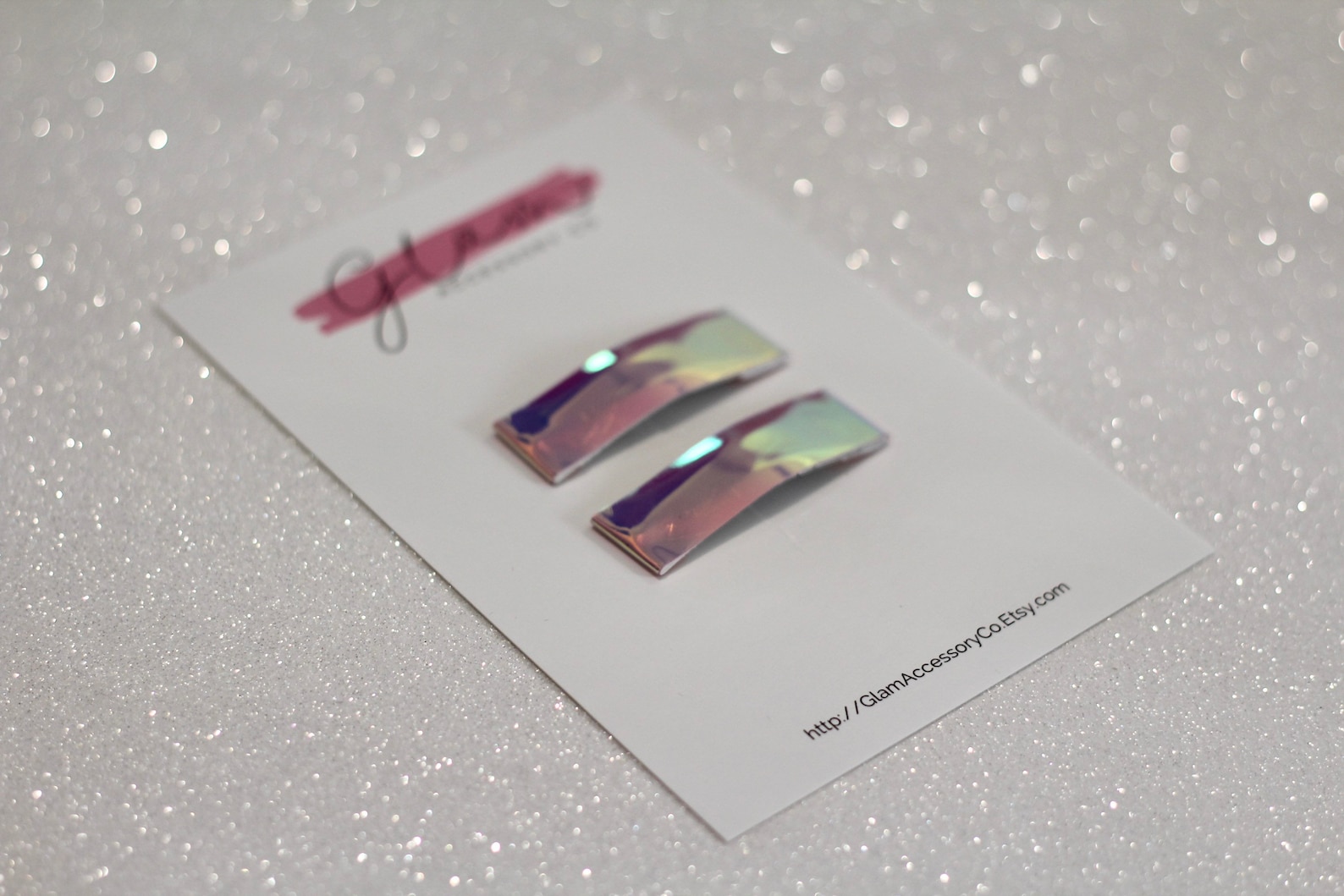 Holographic Snap Clip White Purple Iridescent Faux Vegan - Etsy
