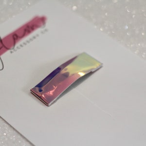 Holographic Snap Clip, White Purple Iridescent Faux Vegan Leather, Girl ...