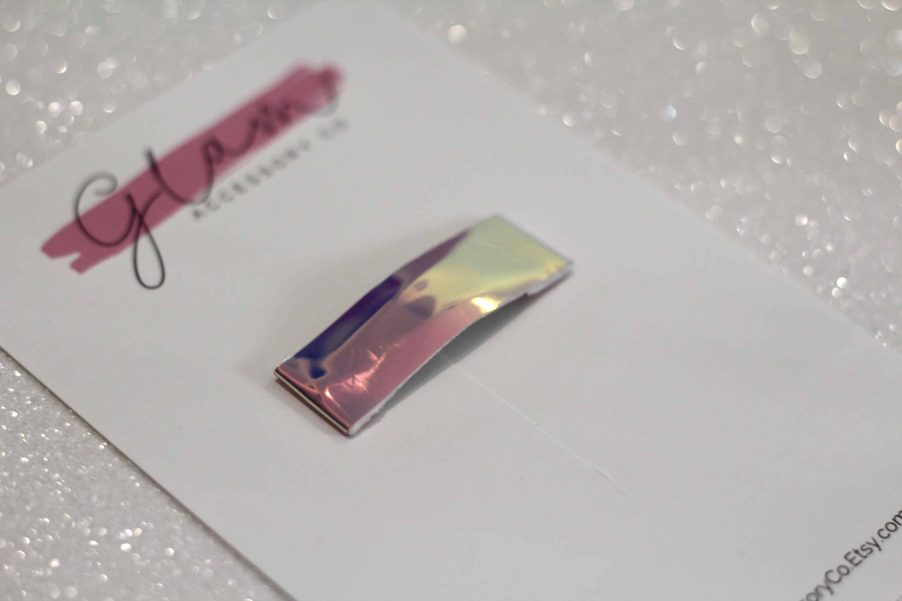 Holographic Snap Clip, White Purple Iridescent Faux Vegan Leather, Girl ...