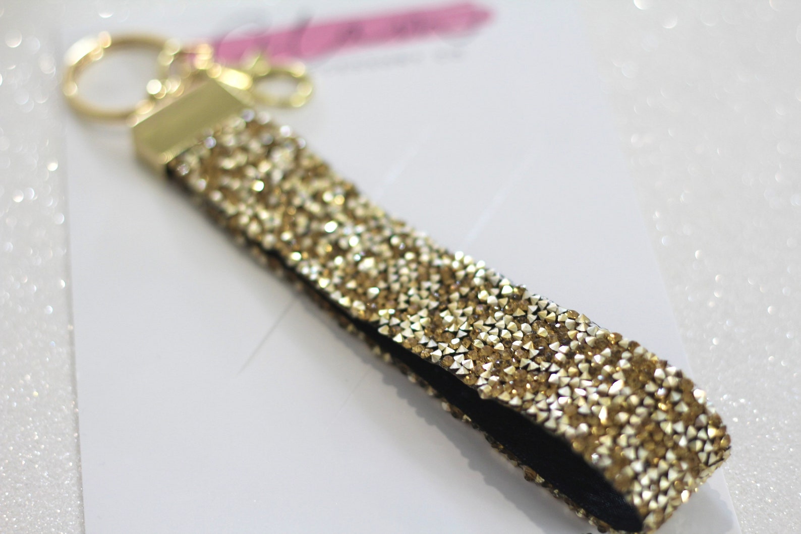 Silver Black Rhinestone Crystal Wristlet Bling Keychain - Etsy