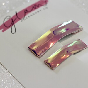Holographic Snap Clip, White Purple Iridescent Faux Vegan Leather, Girl ...