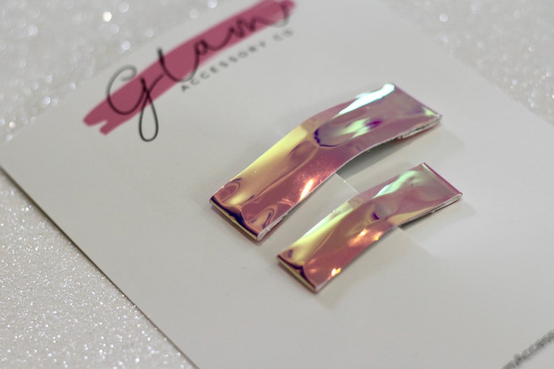 Holographic Snap Clip, White Purple Iridescent Faux Vegan Leather, Girl ...