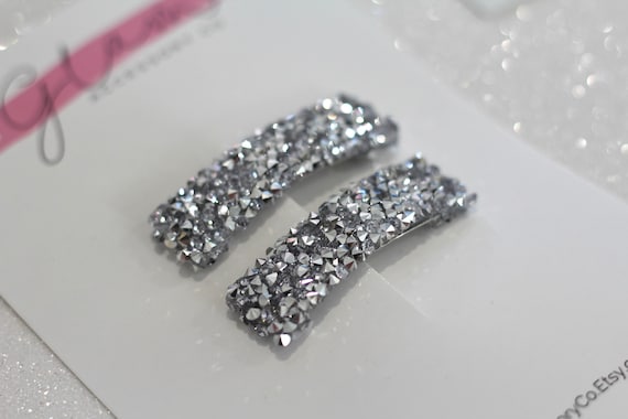 Pure Silver Rhinestone Crystal Rock Sparkly Bling Snap Clip - Etsy
