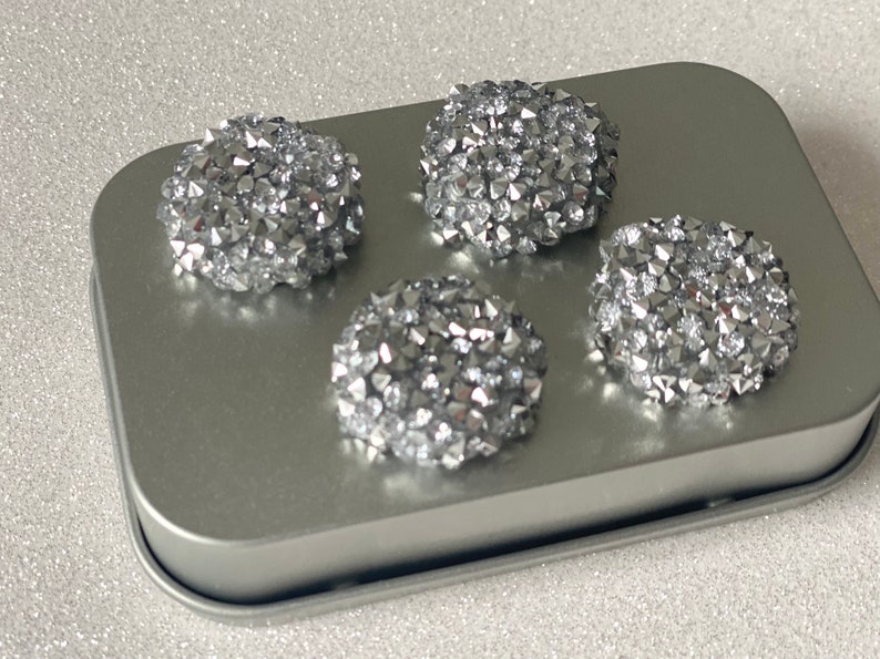 Rhinestone Fridge Magnets Set-photo Picture-silver-black-bling Unique ...