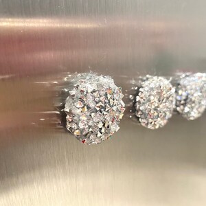 Rhinestone Fridge Magnets Set-photo Picture-silver-black-bling Unique ...