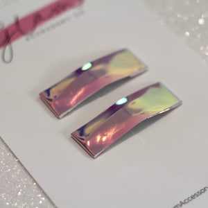 Holographic Snap Clip, White Purple Iridescent Faux Vegan Leather, Girl ...