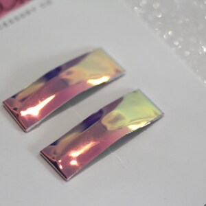 Holographic Snap Clip, White Purple Iridescent Faux Vegan Leather, Girl ...