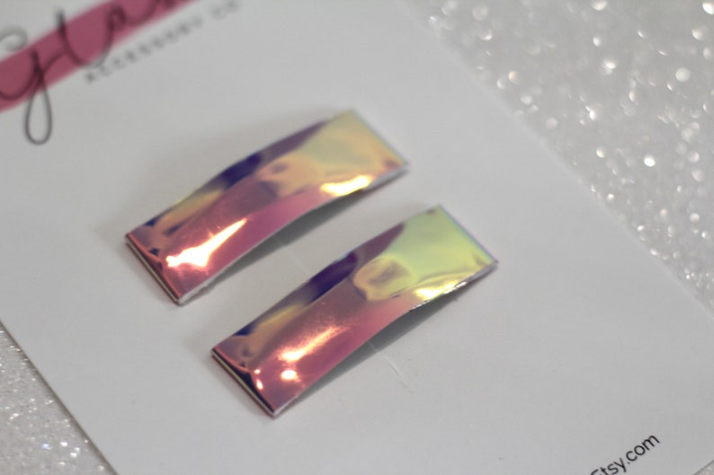 Holographic Snap Clip White Purple Iridescent Faux Vegan - Etsy