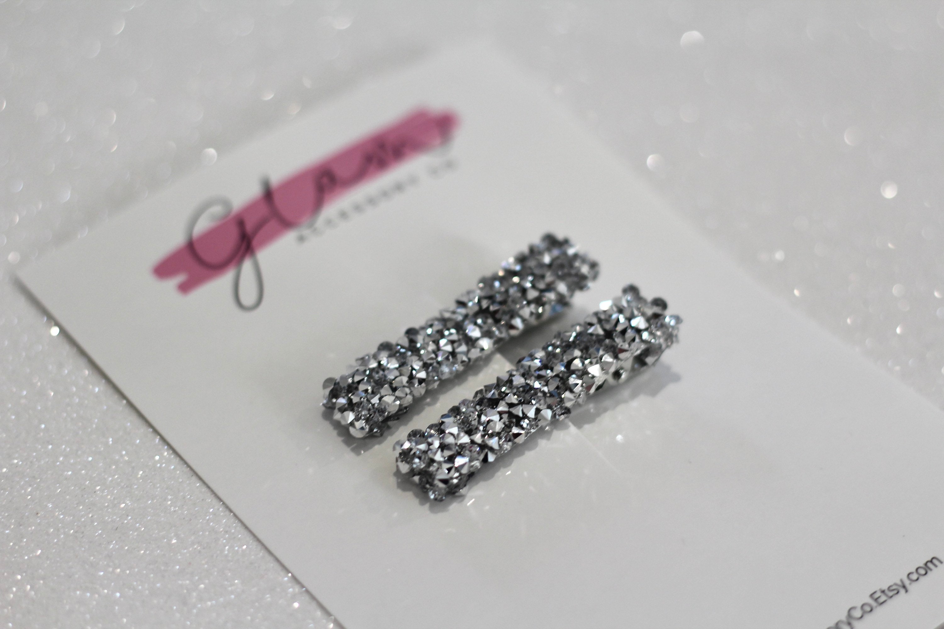 Silver & Rainbow-rhinestone Crystal Rock Bar Clip-wedding - Etsy