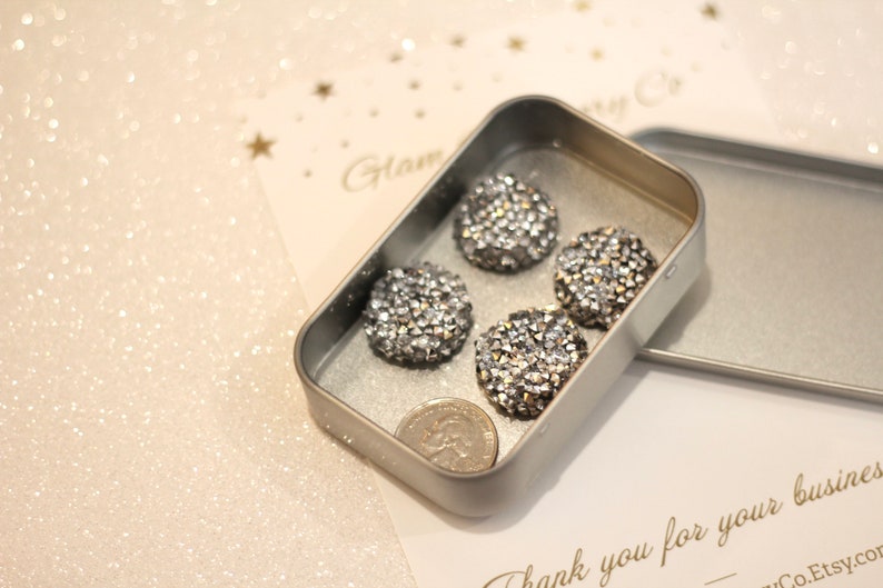 Rhinestone Fridge Magnets Set-photo Picture-silver-black-bling Unique ...