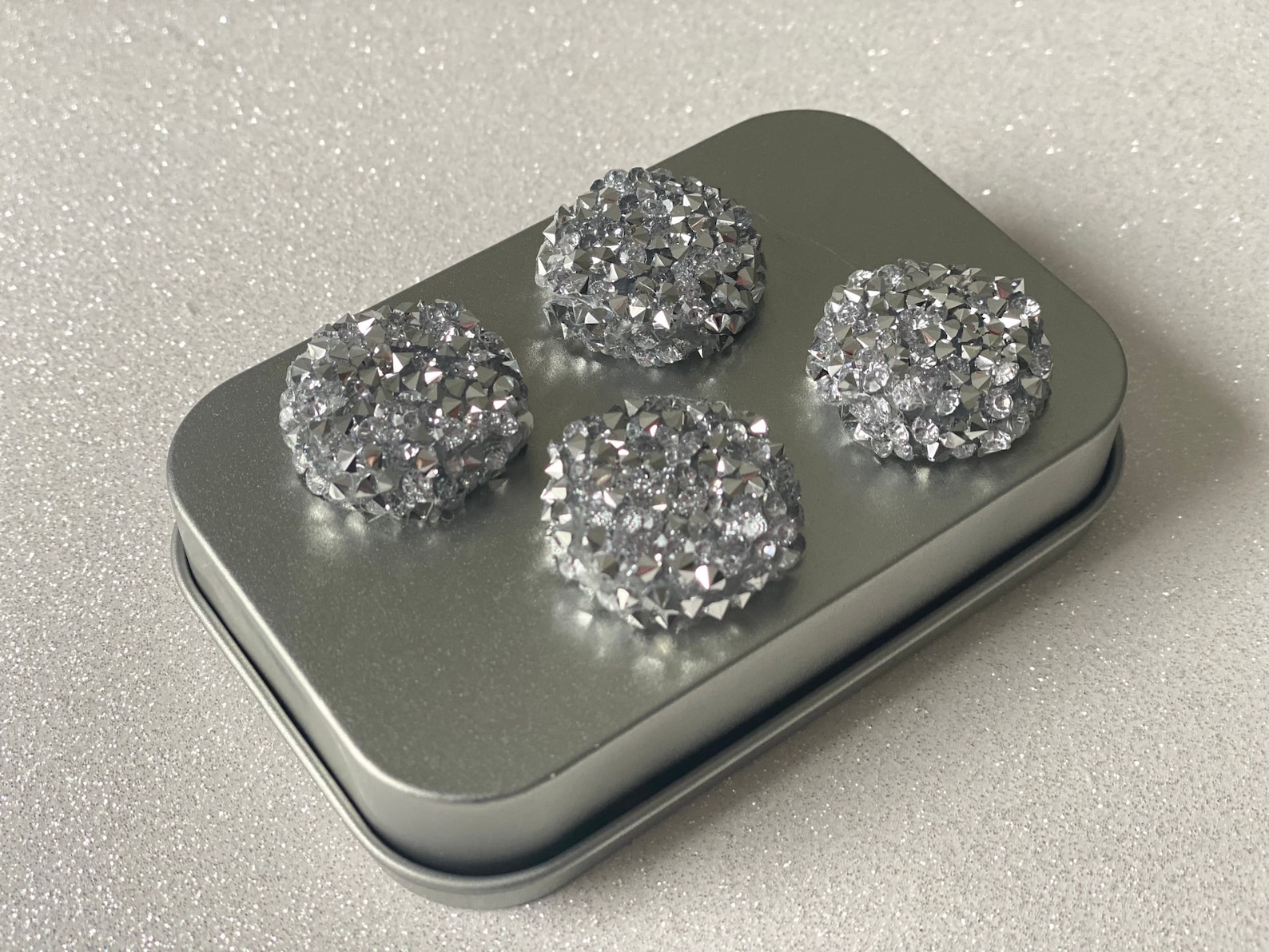 Rhinestone Fridge Magnets Set-photo Picture-silver-black-bling Unique ...
