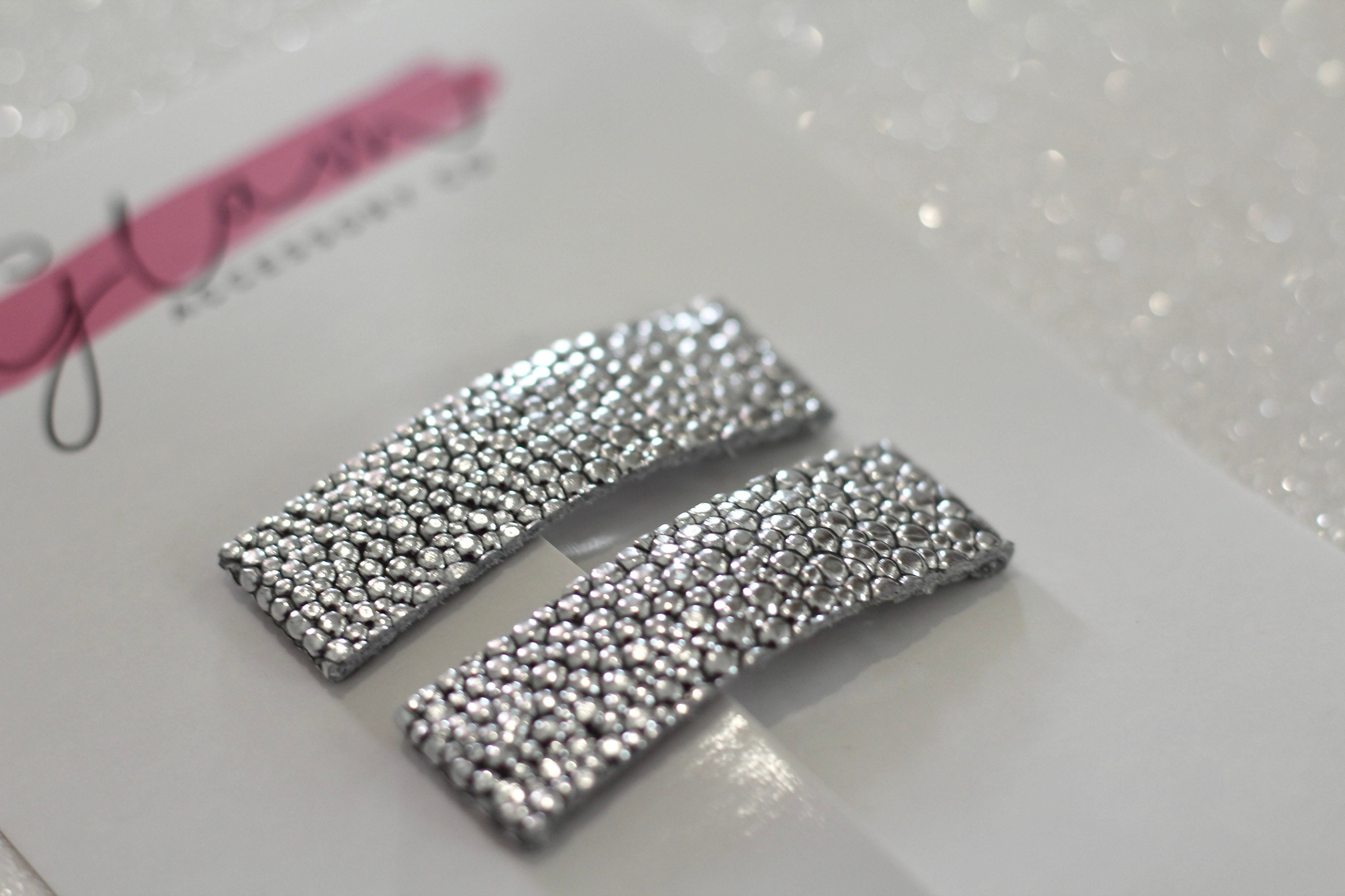 Silver Beaded Texture Snap Clip Genuine Real Leather Unique - Etsy