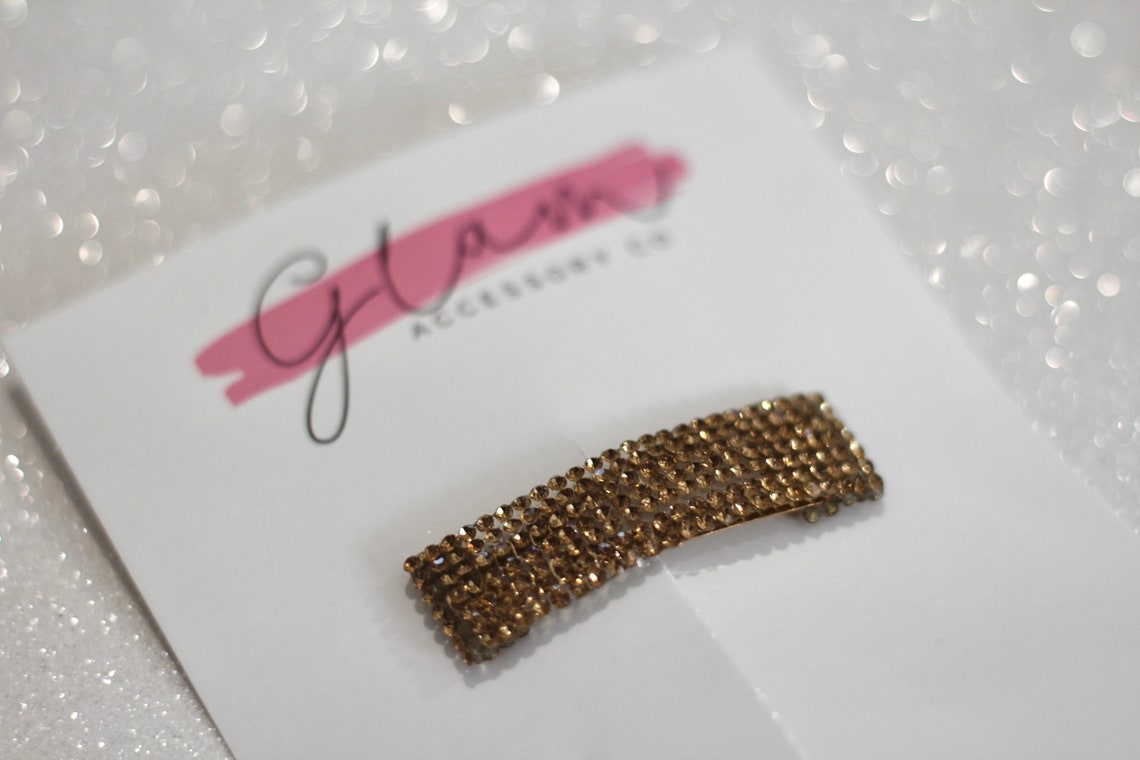 Brown Bronze Gold Rhinestone Crystal Sparkly Snap Clip, Fall ...