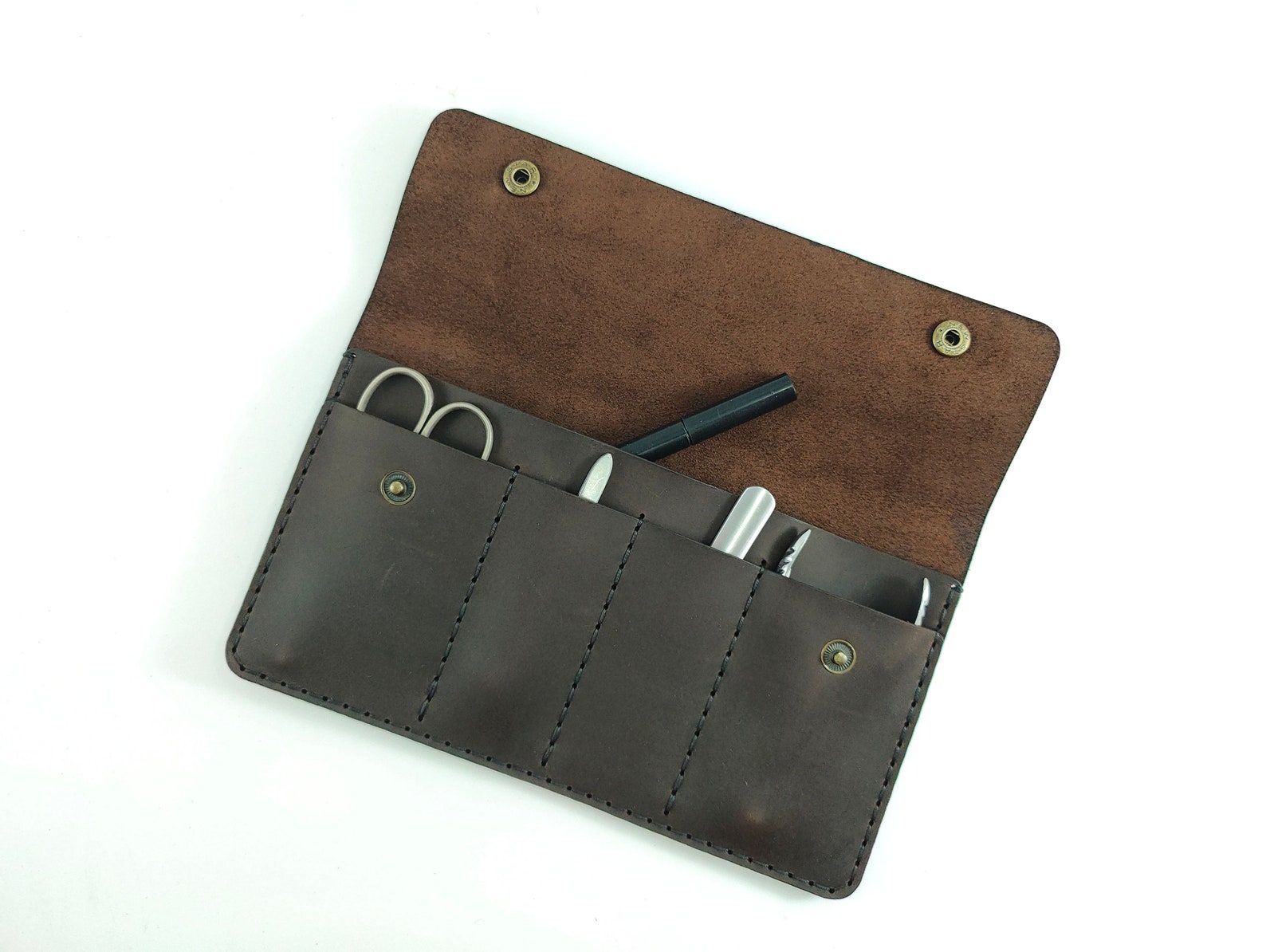 Leather Organizer for Tools, Leather Manicure Case, Leather Crochet ...