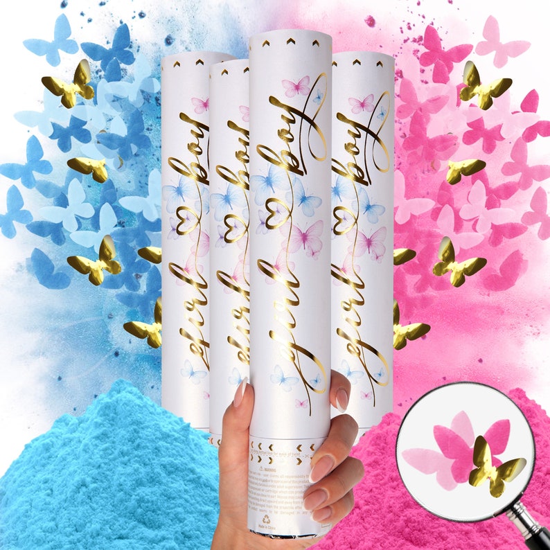 Premium Gender Reveal Confetti Cannon Set Of 4 Etsy