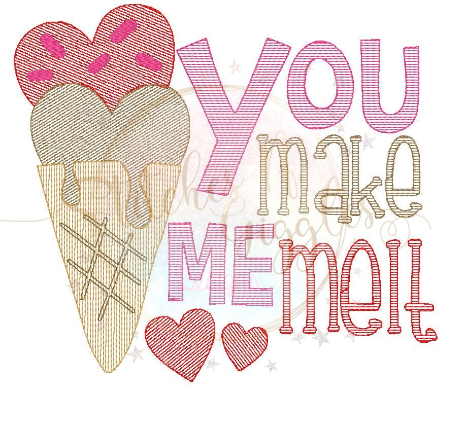 You Make me Melt Sketch Stitch Valentine's Day Embroidery | Etsy