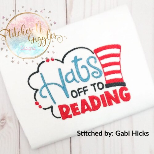 Hats off to Reading Embroidery Design Digital File 5x7 6x10 - Etsy Hats off to Reading Embroidery Design Digital File 5x7 6x10 - Etsy