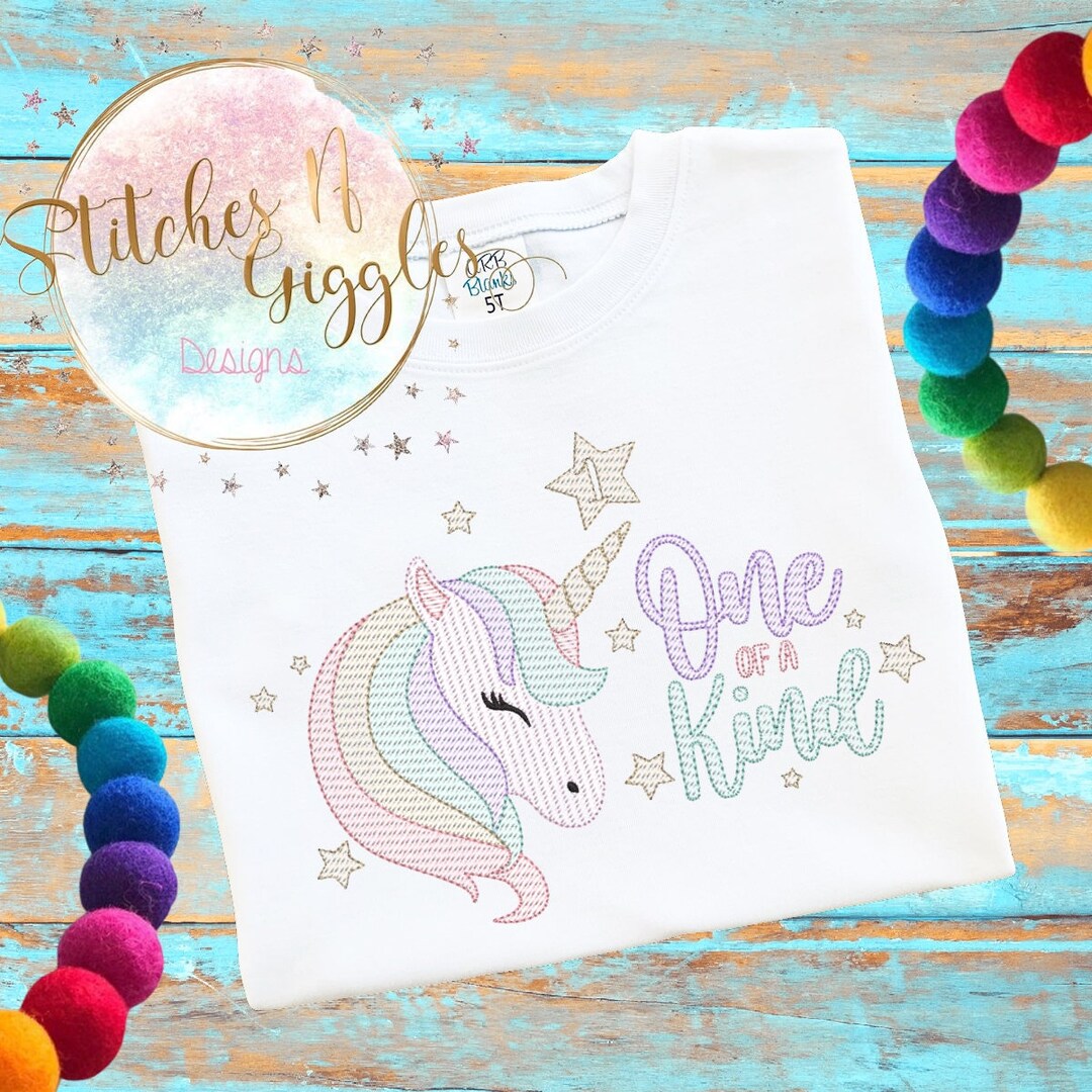 Unicorn One of a Kind Sketch Embroidery Design, Digital File 4x4, 5x7 ...