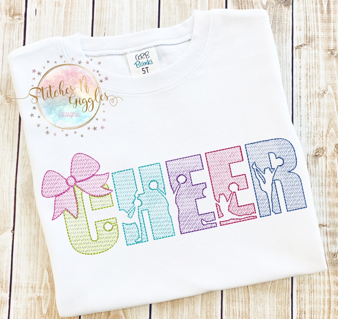 Cheer Sketch Embroidery Design, Digital File 4x4 5x7, 6x10, 9x9 - Etsy