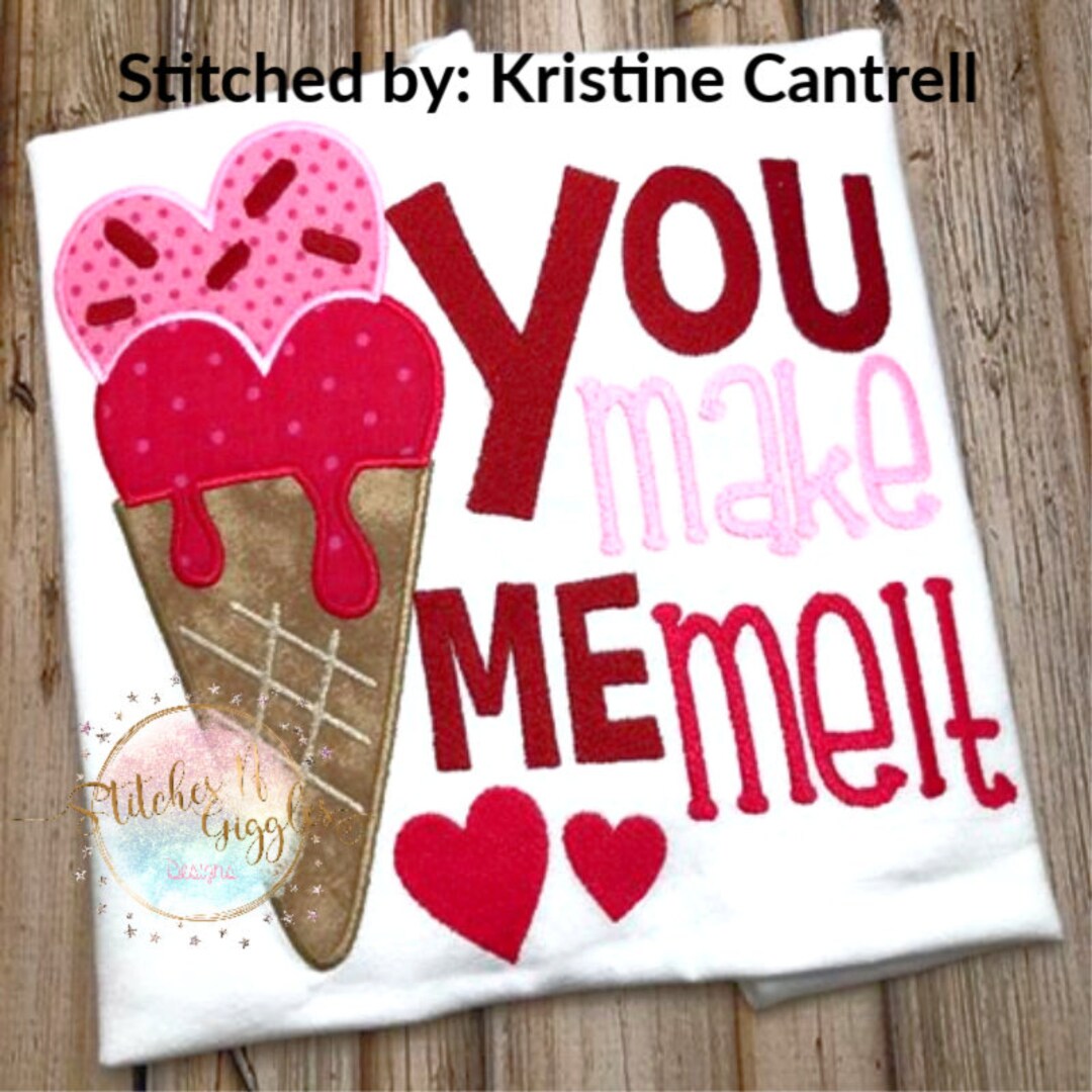 You Make Me Melt Stitch Valentine's Day Embroidery Design, Digital File ...