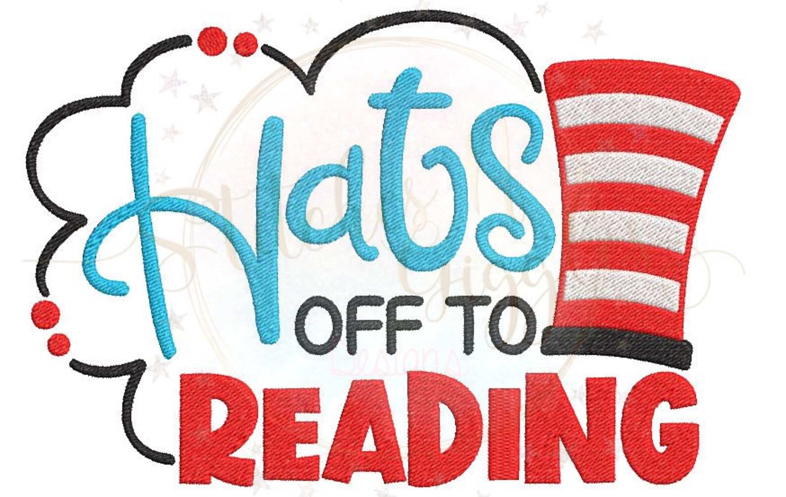 Hats off to Reading Embroidery Design Digital File 5x7 6x10 | Etsy