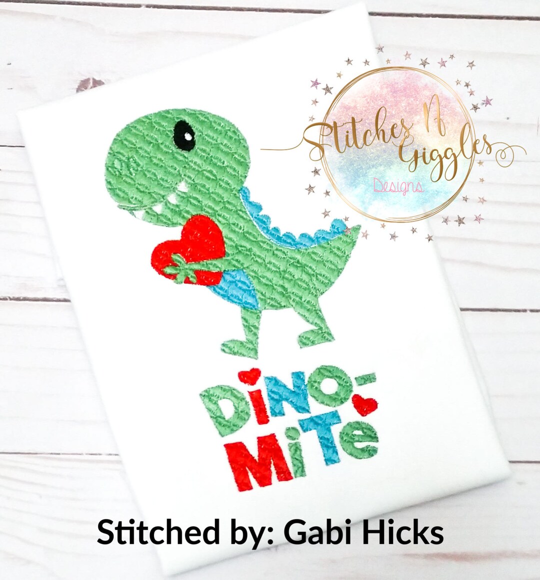 Dinosaur Dino-mite Valentine's Day Embroidery Design, Digital File 5x7 ...