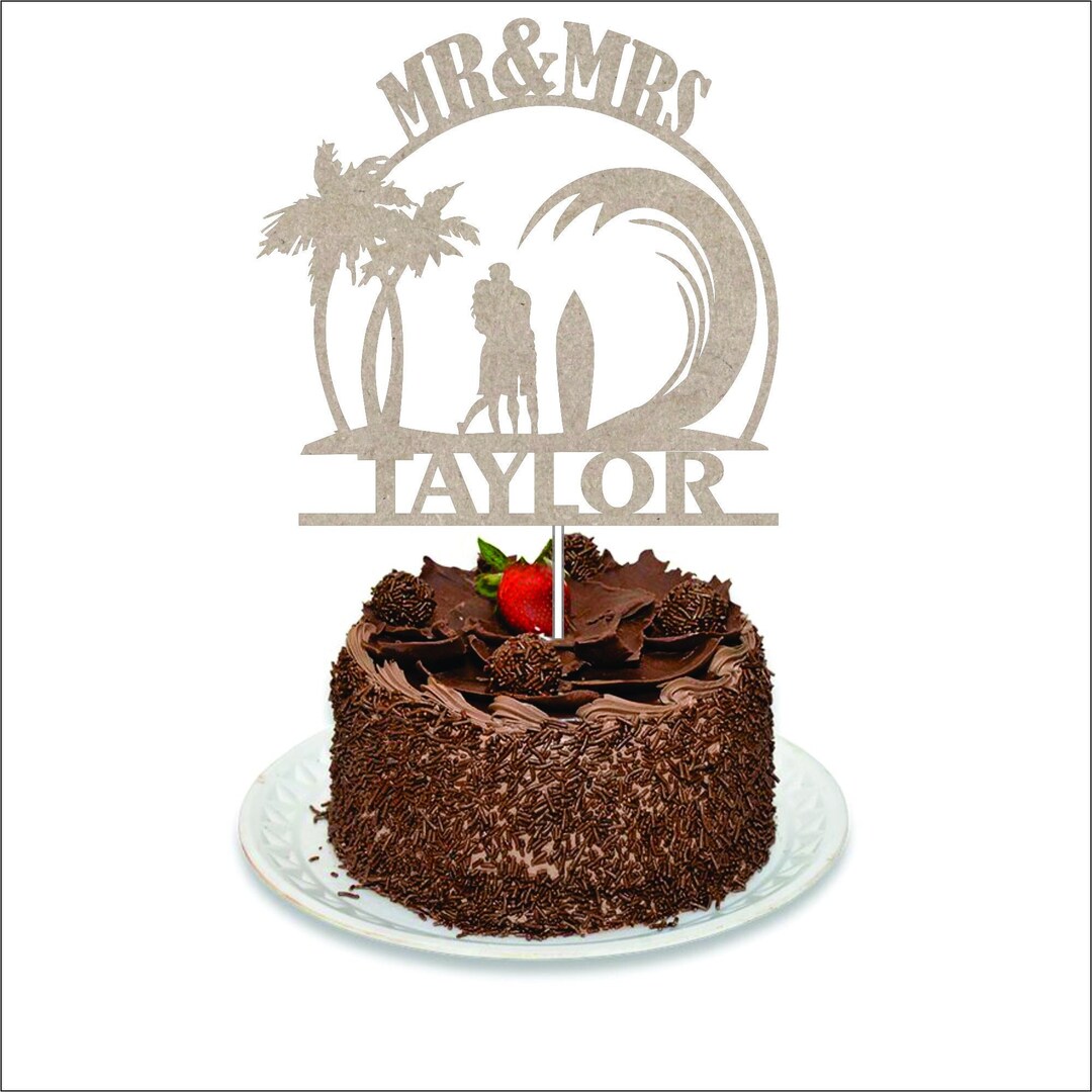 Beach Wedding Wooden Cake Topper MDF Palm Tree Hawaii Cake - Etsy