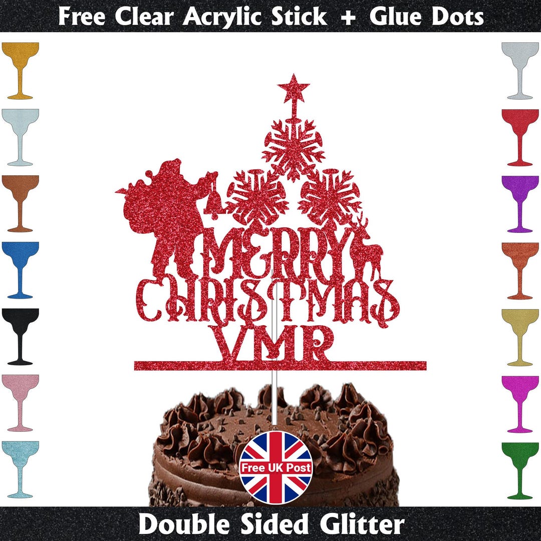 Merry Christmas Cake Topper, Santa Topper, Xmas Cake Topper, Merry Xmas ...