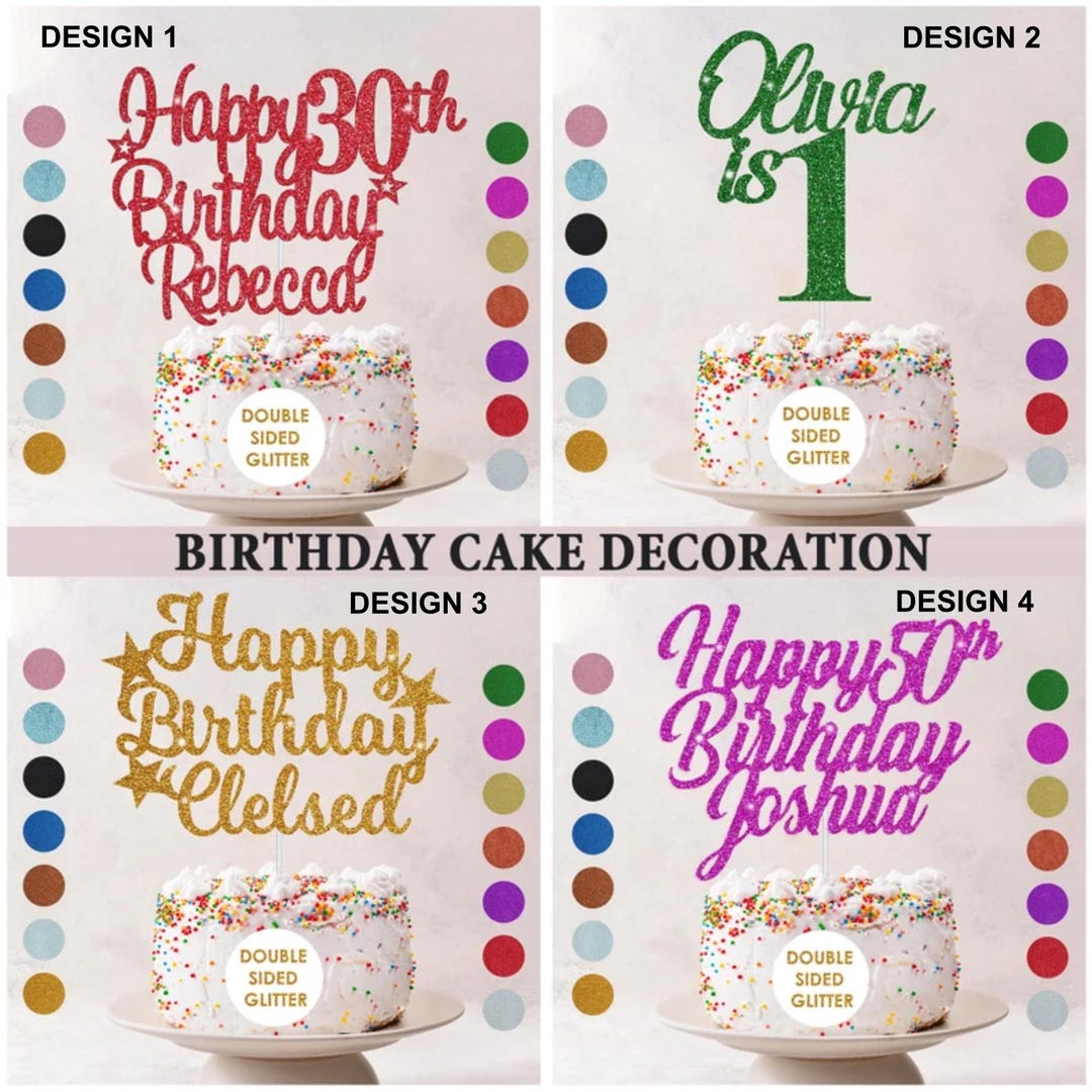 Personalised Happy Birthday Cake Topper Custom Cake Decoration With Any ...