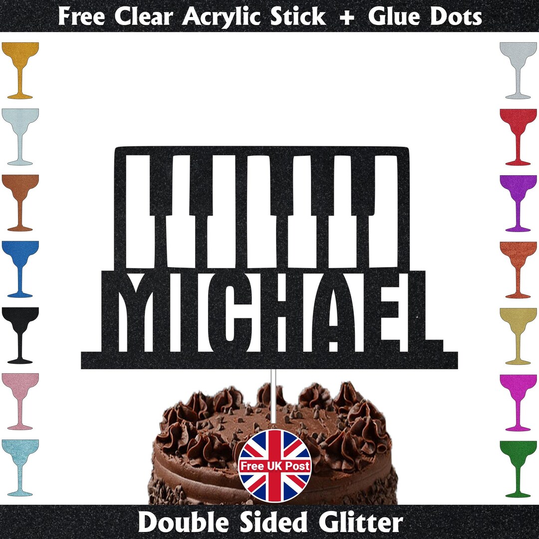 Piano Cake Topper, Double Sided Glitter Music Lover Birthday Cake ...