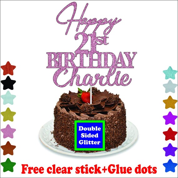 Personalised Happy Birthday Glitter Cake Topper Custom Any Etsy