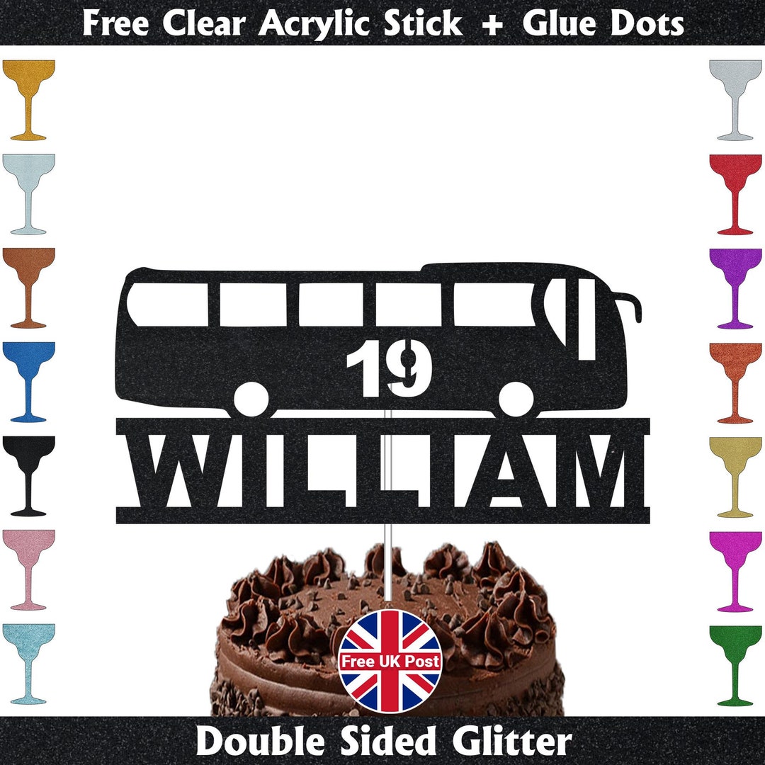 Personalised Bus Cake Topper Bus Topper With Custom Any Age Party ...