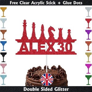 Personalised Chess Birthday Cake Topper, King and Queen Chess Cake ...