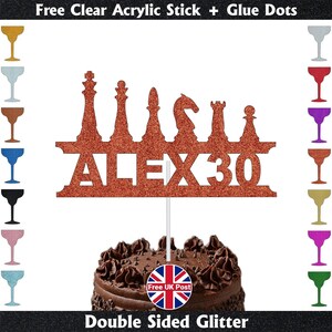 Personalised Chess Birthday Cake Topper, King and Queen Chess Cake ...