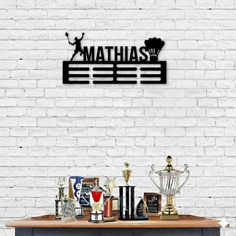 Badminton Medal Display Rack – Custom Name Wall Hanger, Personalized ...
