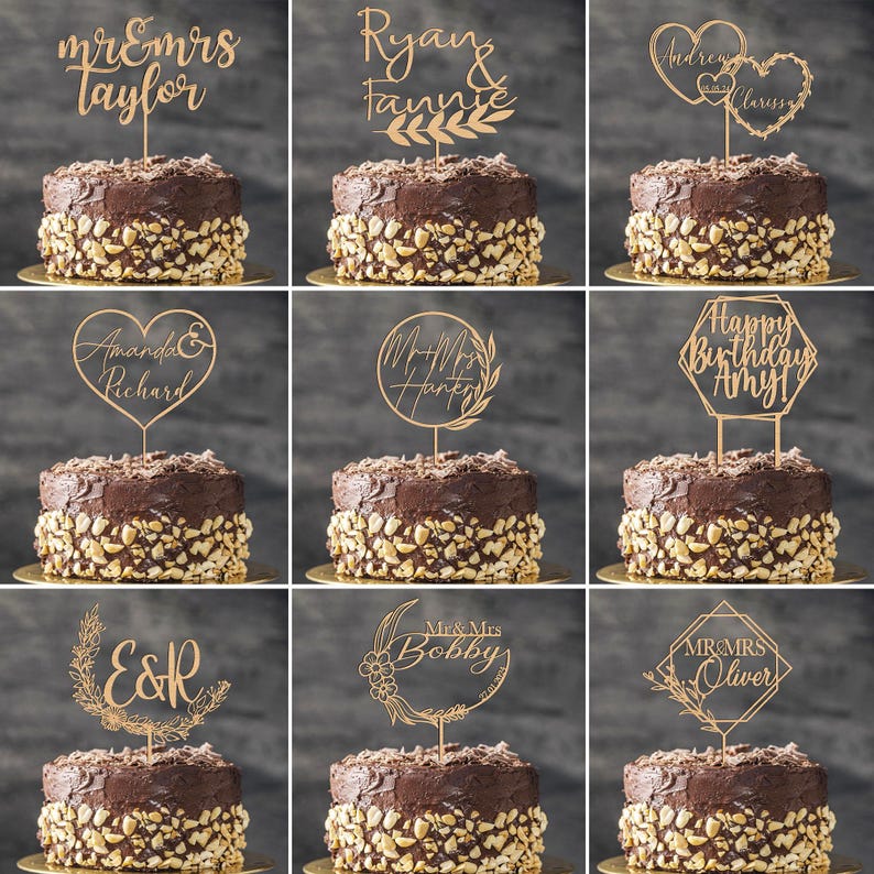 Engagement Cake Topper - Custom Couple Initials Engaged Cake Topper ...