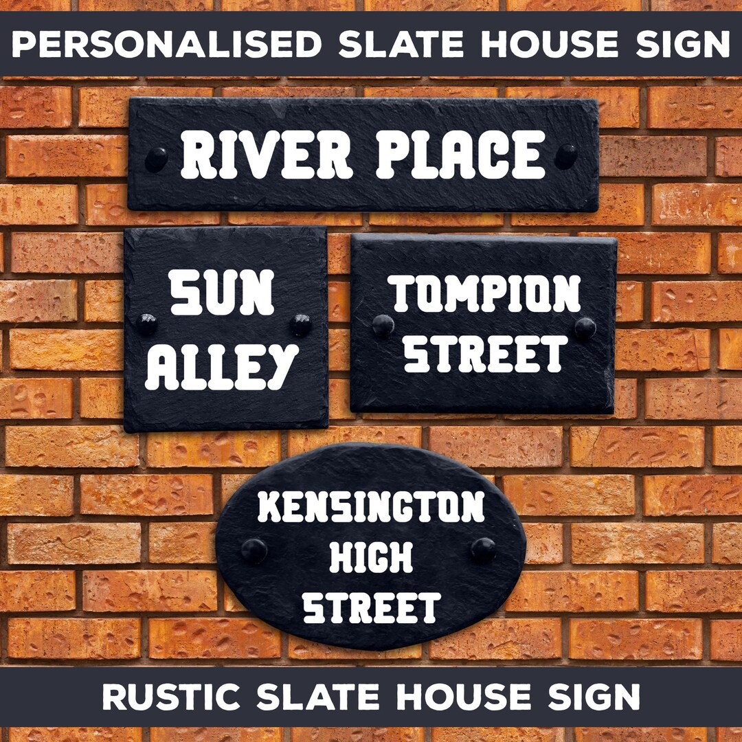 Personalised Natural Slate House Gate Sign Plaque Door Number ...