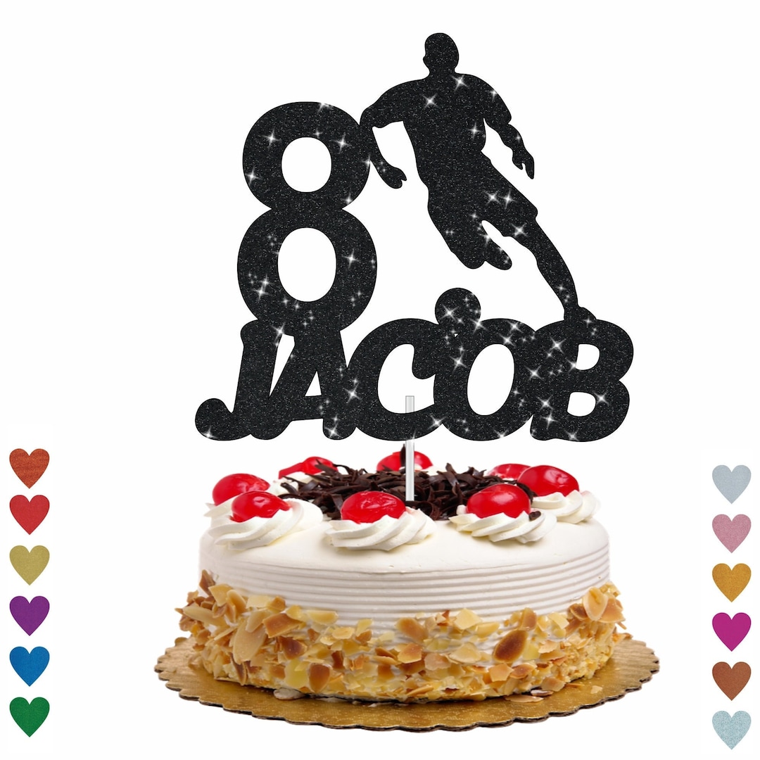 Custom Football Cake Topper Black Custom Name Age Football Birthday ...