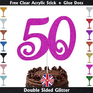 Modern Simple Large Glitter Numbers ANY AGE Birthday Cake Topper ...