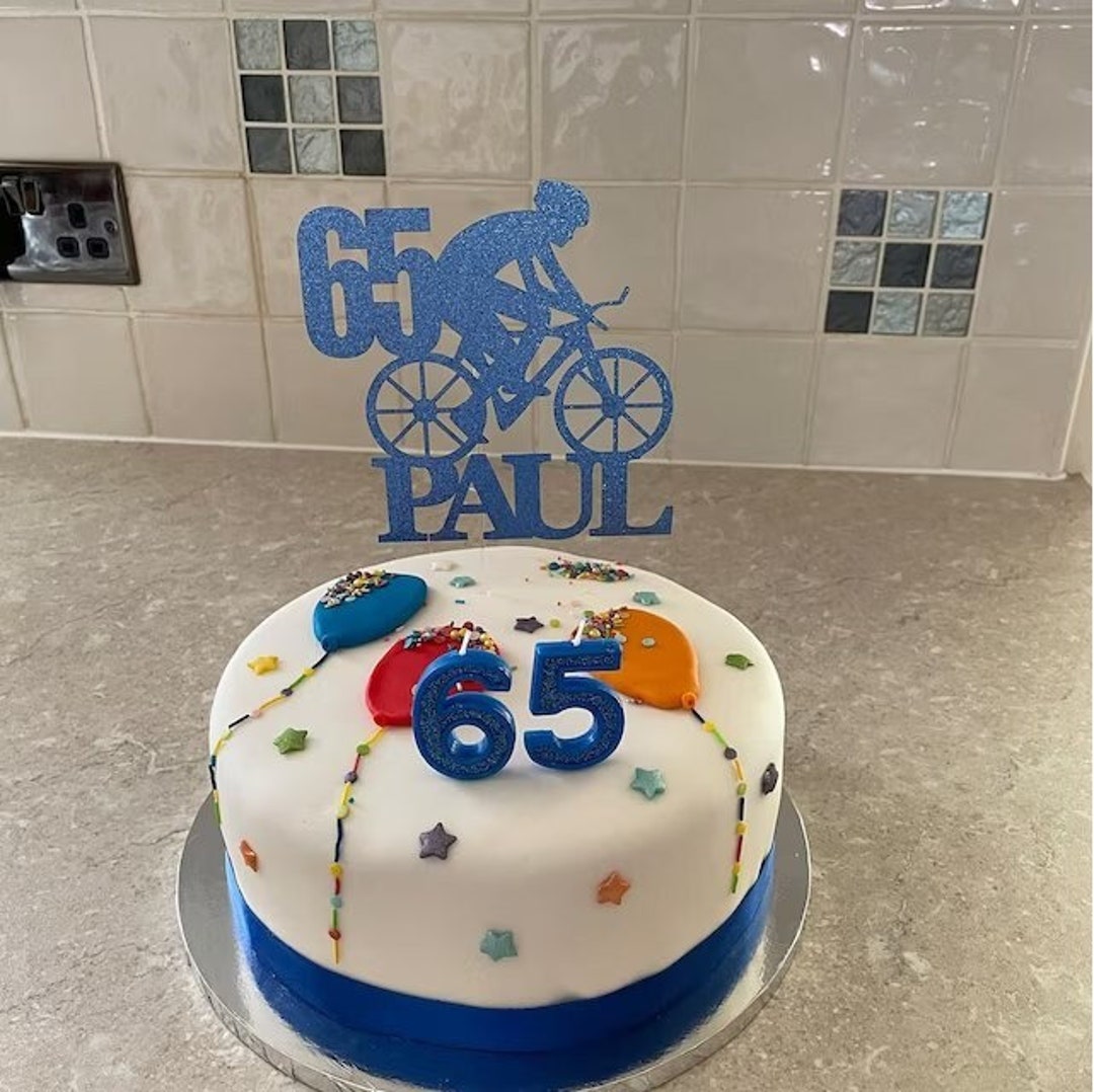 Bicycle Glitter Cake Topper, Personalised Cyclist Cake Topper, Cycle ...
