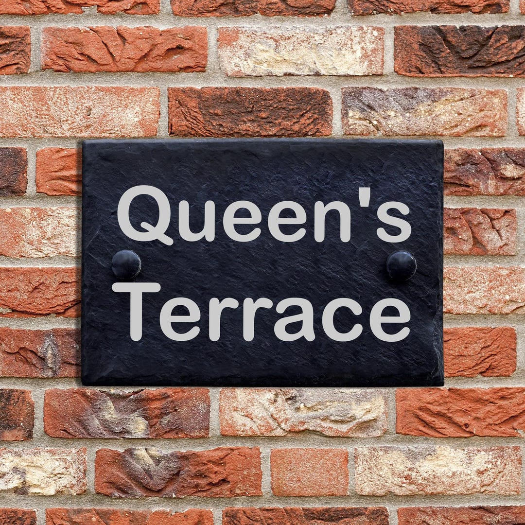 Engraved Natural Slate House Name Sign Plaque - Custom Road Name Plaque ...