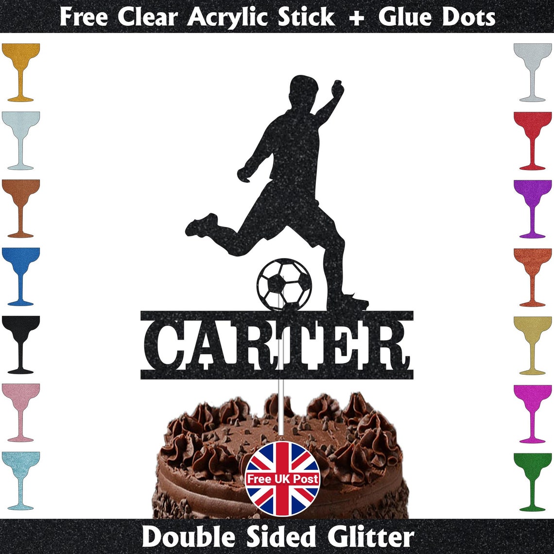 Personalised Football Cake Topper Custom Name Football Theme Birthday ...