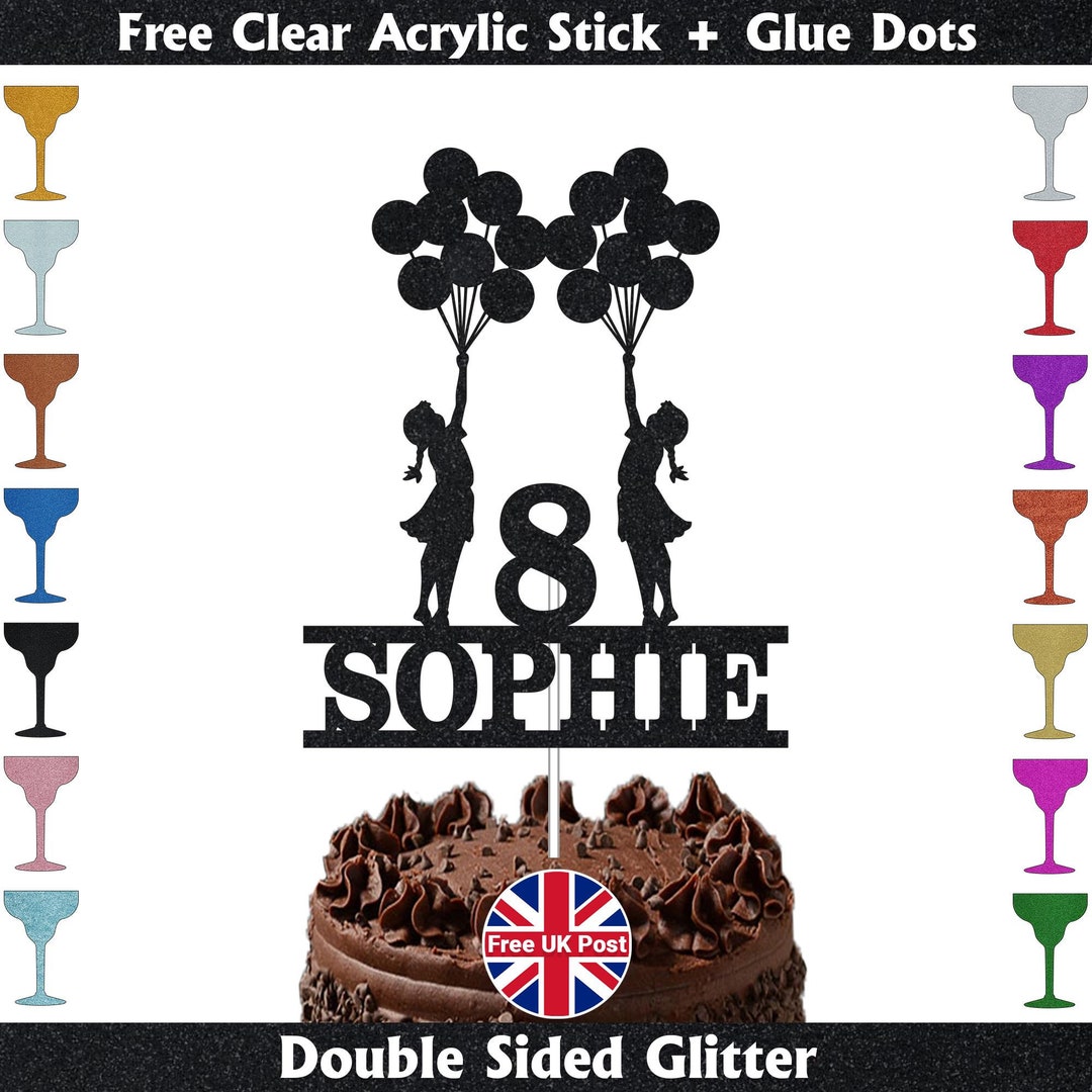 Personalised Kid's Birthday Cake Topper Girl's Cake Topper Balloon ...