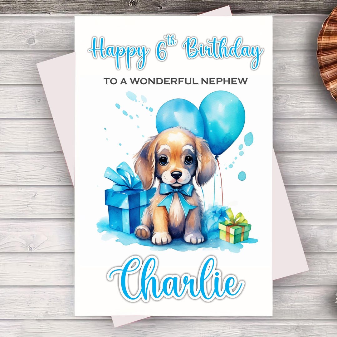Personalised Puppy Dog Birthday Card, 1st, 2nd, 3rd, 4th, 5th, 6th, 7th ...