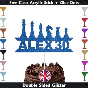Personalised Chess Birthday Cake Topper, King and Queen Chess Cake ...