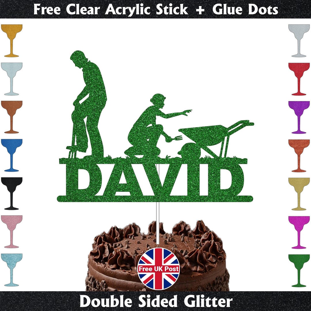 Personalised Gardening Cake Topper Custom Any Name Birthday Gardening ...