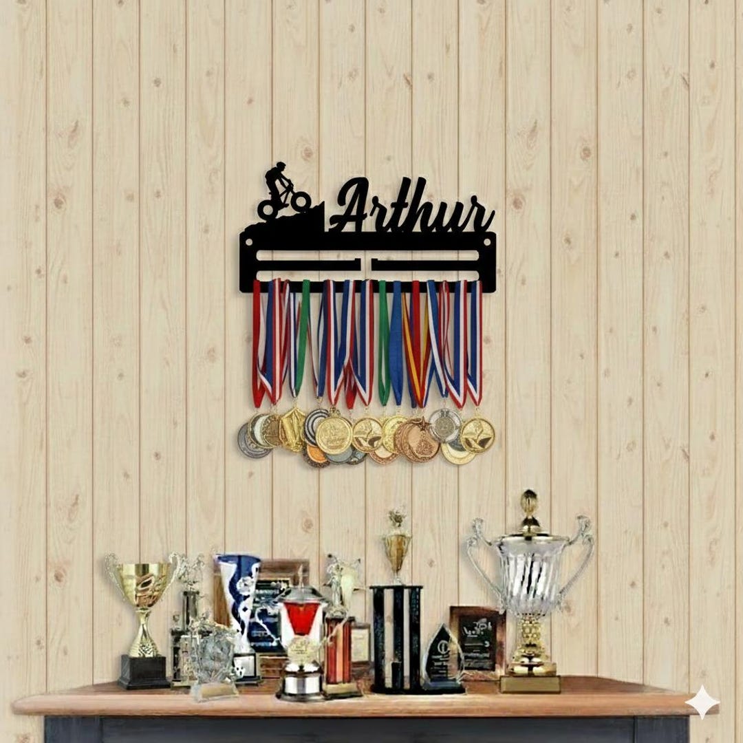 Personalized Mountain Bike Medal Hanger, Wall Display Rack, Mountain ...