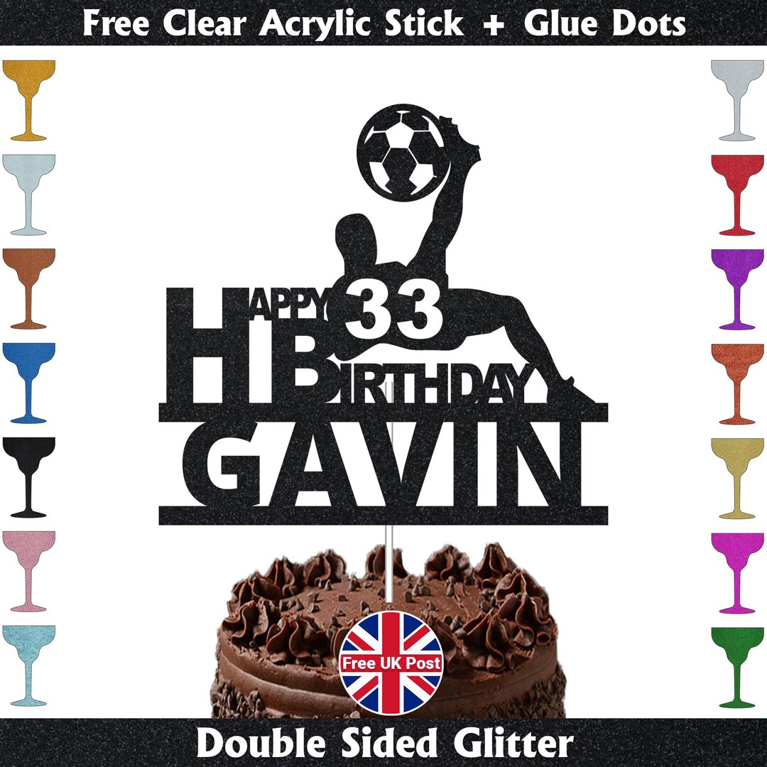 Personalised Football Cake Topper, Custom Football Lover Cake Topper ...